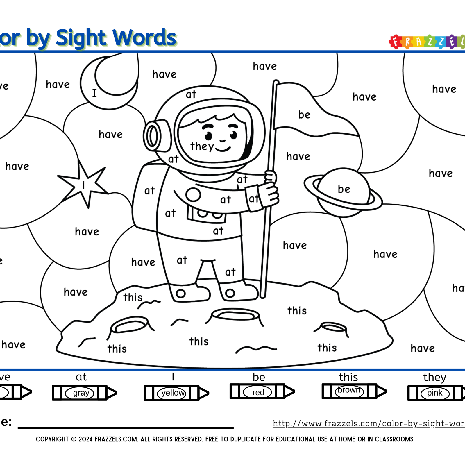 Color By Sight Words – Free pdfs - Frazzels