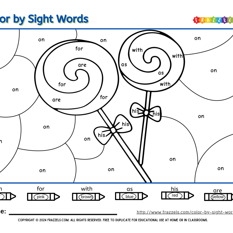 Color By Sight Words – Free pdfs - Frazzels
