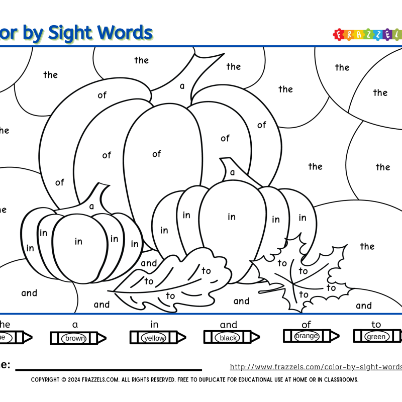 Color By Sight Words – Free pdfs - Frazzels