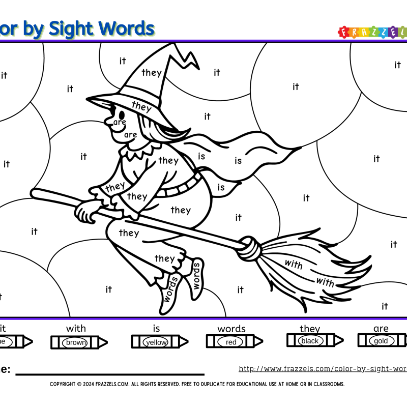 Color By Sight Words – Free pdfs - Frazzels